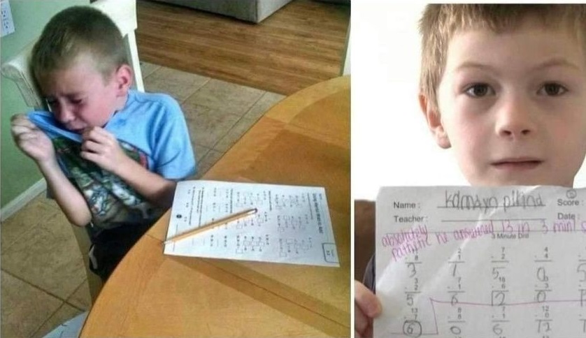 On a 7-year-old’s math test, the teacher wrote “very pathetic” and “sad”.